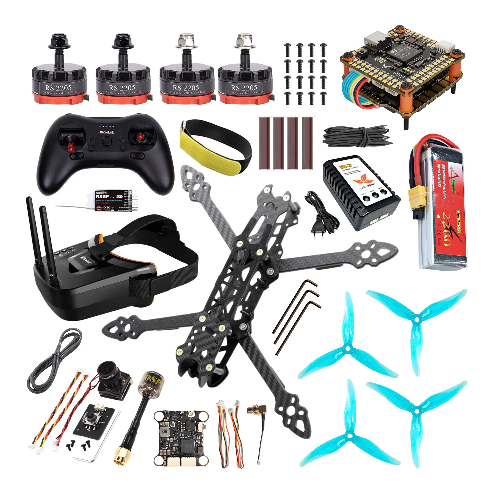 Mark4 5 Inch Carbon Fiber Analog Low Budget FPV Drone Kit with Goggles ...
